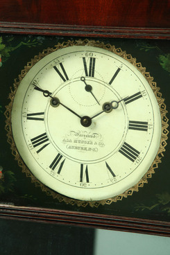 Shelf Clock; Munger (Asa), Mahogany, Flat Top, Carved Columns, Painted ...