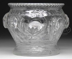 Webb Glass; Fritsche (William), Vase, Palm Trees & Clouds, Cut Crystal ...