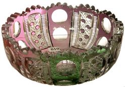 Dorflinger Glass; Bowl, Brilliant Cut, Green/Cranberry/Amethyst Cut to ...