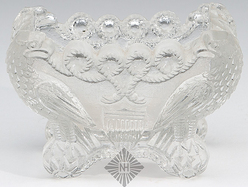 Sandwich; Pressed Glass, Salt Cellar, Rectangular, Basket Form, Eagles ...