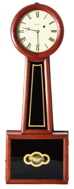 Banjo Clock; Hatch (George), Mahogany, Black & Gilt Tablets, 8 Day, 29 ...