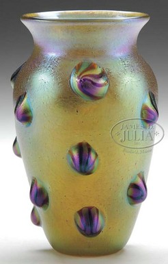 Loetz Glass; Vase, Leonidas Pattern, Classical Form, Iridescent, 6 inch.