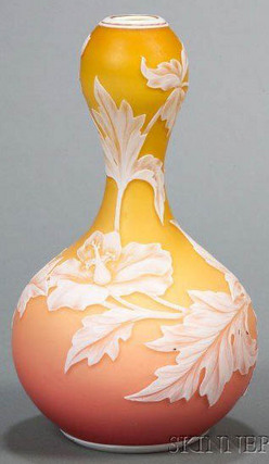 Webb Glass; Cameo, Vase, Passion Flower & Twisted Leaves, Burmese Rose ...