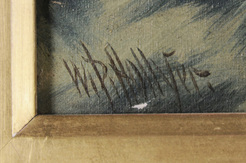 Hollyer, William Perry; Oil on Canvas Painting, signed, Seated Terrier.