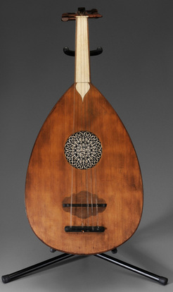 Strings; Lute, Carved Wood & Bone, Rosette Soundhole, Arabic Script, 32 ...