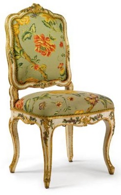 Furniture: Chair-Side (02); Italian Rococo, Gilt & Polychrome Painted ...