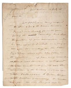 Autograph Letter Signed; Robertson (Thomas Bolling), 1812, To Fulwar ...