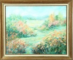 Cole, Ruth; Oil on Canvas Painting, signed, Autumn Pastels, River ...