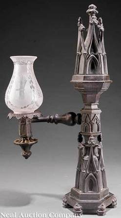 Argand Lamp (3); Garniture, Clark Coit & Cargill, Bronze, Gothic ...