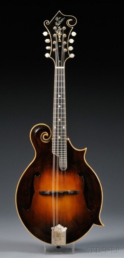 Strings; Mandolin, Gibson, Style F5, 1923, Case, Lloyd Loar.