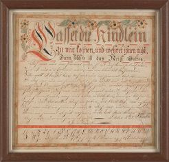 Fraktur; Writing Sample, Hunsicker (Isaac Ziegler), signed, Ink ...