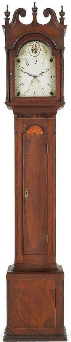 Tall Case Clock; Pennsylvania, Federal, Gulick (Nathan), 30 Hour, Cherry, Broken Arch, 95 inch.