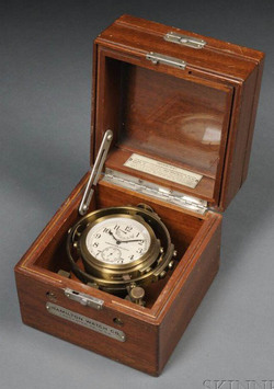 Ship's Clock; Hamilton Watch Co, Chronometer, Model 22 US Navy, Case, 1943.