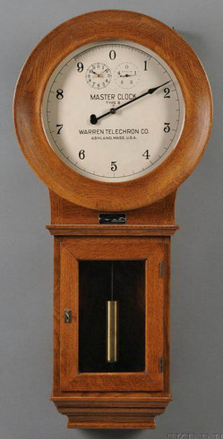 Wall Clock; Warren Telechron, Master Clock, Type B, Oak Case, 36 inch.
