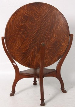 Furniture: Table-Card; Victorian, Hunzinger (George), Oak, Circular ...