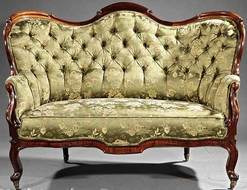 Furniture: Settee (2); Victorian, Rococo Revival, Rosewood, Shaped ...