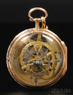 Watch-Pocket; LeRoy (Charles), Gold Case, Porcelain Dial, Chain Fusee ...