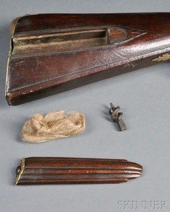 Jaeger Rifle; American, Flintlock, Walnut, Carved Patch Box, 42 inch.