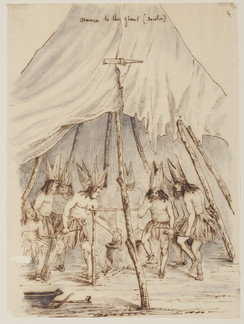 Eastman, Seth; Pen & Ink Drawing (4), (follower of), Indian Scenes, 9 inch.