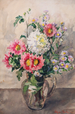 Forkner, Edgar; Watercolor Painting, signed, Floral Still Life, Bouquet ...