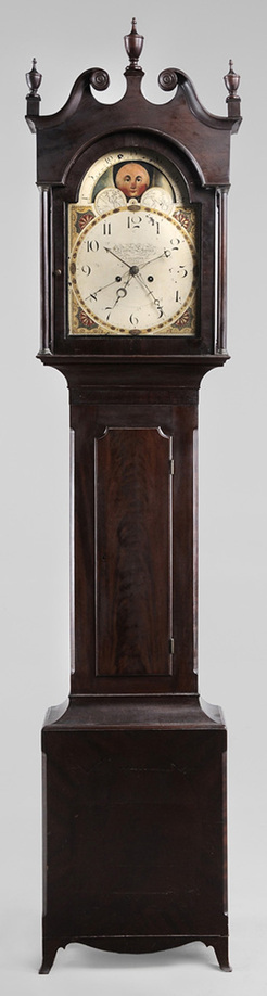 Tall Case Clock; Pennsylvania, Federal, Schreiner (Martin), Mahogany, Broken Arch, Moon Phase ...