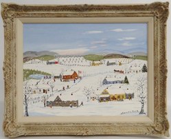 Moses, Forrest King; Oil on Board Painting, signed, Off to School.