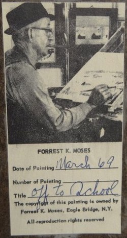 Moses, Forrest King; Oil on Board Painting, signed, Off to School.