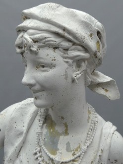 Garden Figure-Statue; Zinc, Gypsy Woman, White Paint?, 60 inch.