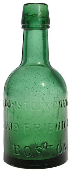 Soda Bottle; Comstock Gove & Co, CG & Co, Boston, Green, 7 inch.