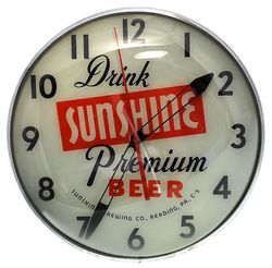 Advertising Clock; Sunshine Brewing, Drink Sunshine Premium Beer ...