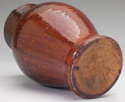 Art Pottery; Log Cabin Pottery, Vase, Baluster, Russet Brown & Chrome ...