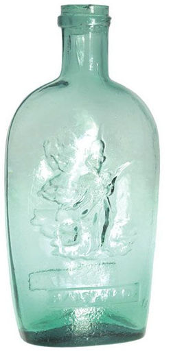 Flask; Pictorial, GXIII-012, Soldier & Dancer, Chapman, Ice Blue, Pint.