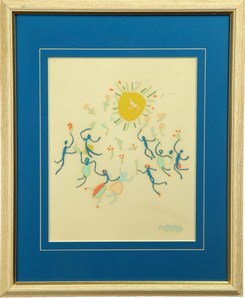 Picasso, Pablo; Serigraph, signed, Homage to the Sun, 22 inch.