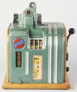 Slot Machine; Groetchen, Columbia, Cigarette Reels, Token Pay Out, 5 Cent.