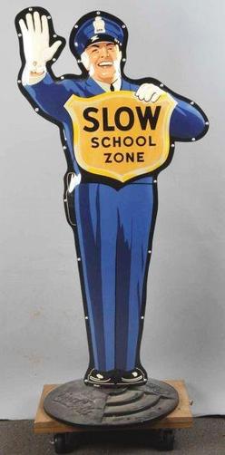 Coca-Cola; Sign, Policeman Crossing Guard, Slow School Zone, 1950, Cast ...