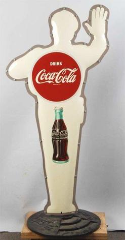 Coca-Cola; Sign, Policeman Crossing Guard, Slow School Zone, 1950, Cast ...