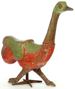 Carousel Animal; Ostrich, Carved & Painted Softwood, Continental, 57 inch.