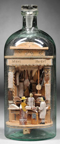 Bottle Whimsy; Worner (Carl), Meat Market, Butchers & Customer, signed ...