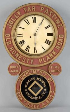 Advertising Clock; Baird Clock Co, Finzer & Bros Tobacco, 30 inch.