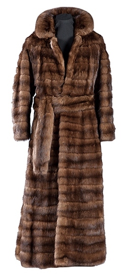 Fur; Irving Poloniecki Custom Furrier, Coat, Opera Length, Belt, Collared.
