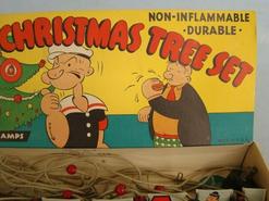 Christmas; Christmas Tree Lights, Mazda, Popeye Christmas Tree Set, Box.