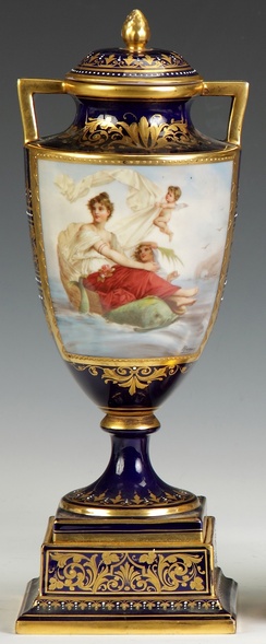 Royal Vienna Porcelain; Riemer, Urn & Cover, Painted Classical Figures ...