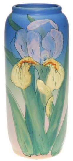 Weller Pottery; Hudson, Axline (Ruth), Vase, Blue Irises, 10 inch.