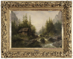 Rieger, Albert; Oil on Canvas Painting, signed, Alpine Landscape with ...