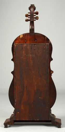 Shelf Clock; Seth Thomas, Violin, Walnut, 8 Day Lyre Movement, 29 inch.