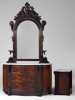 Furniture: Suite-Bedroom; Victorian, Rococo Revival, Rosewood, Mitchell ...