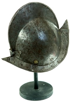 Helmet; Morion, Spanish?, High Comb, Brass Rosettes, 17th Century.
