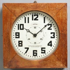 Wall Clock; Hamilton Sangamo, Model S-1201, Oak Square Case, Glazed ...