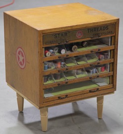 Cabinet; Spool, Star Threads, 5 Drawers, Oak, 18 inch.