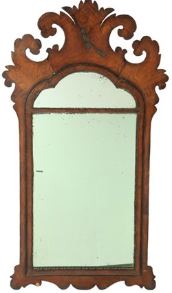 Mirror Wall Chippendale Mahogany Scroll Crest 2 Part Arched Mirror